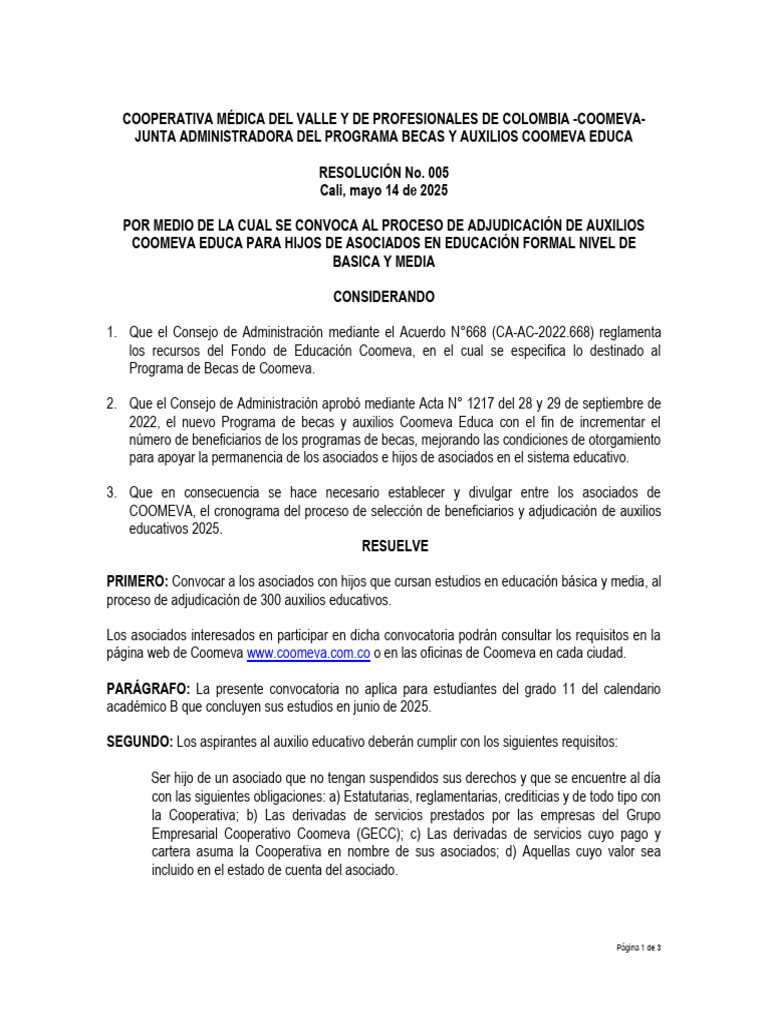 Convocatoria 2025 Auxilios Educativos 140525 | PDF
