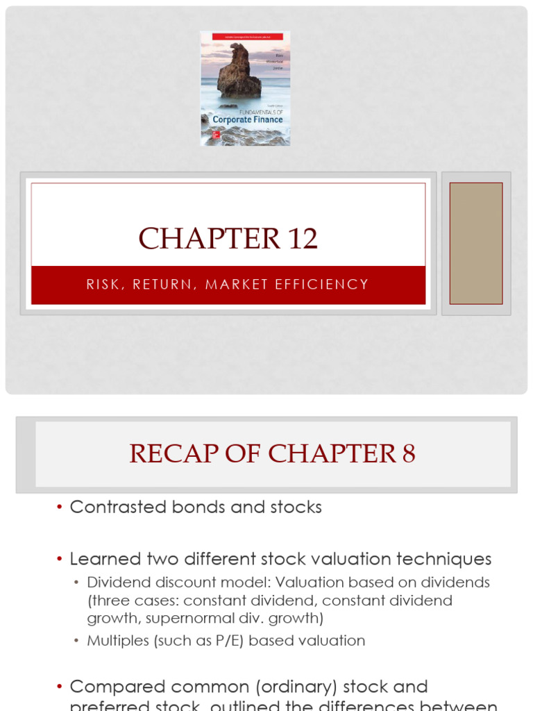 Ch.12 - RISK, RETURN, MARKET EFFICIENCY | PDF | Yield (Finance) | Capital Gain