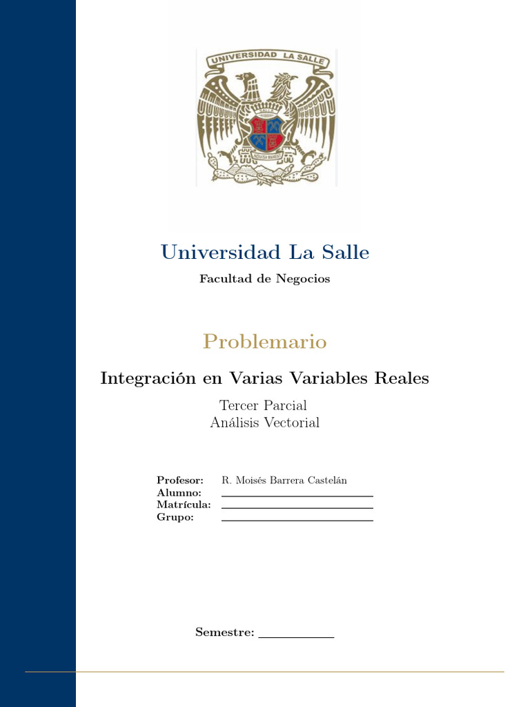 Problemario 3er Parcial Ivvr 2025 | PDF | Integral | Cálculo multivariable