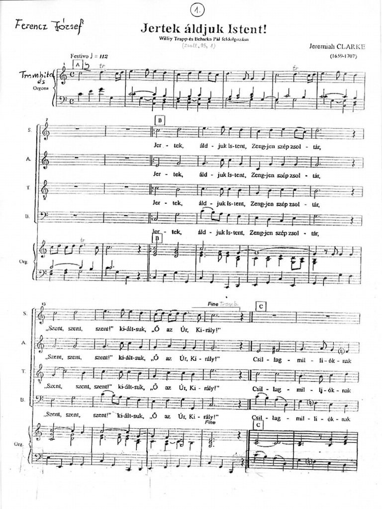 Clarke, Jeremiah - Jertek, Áldjuk Istent! | PDF