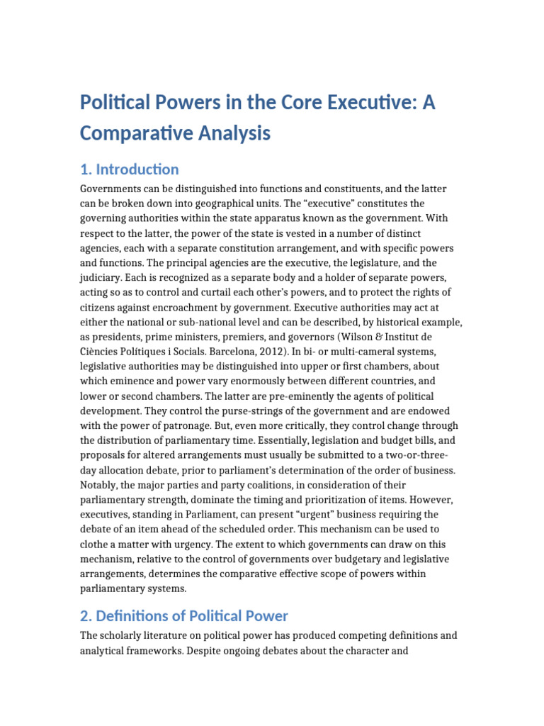 Political Powers in the Core Executive_ A Comparative Analysis | PDF | Cabinet (Government ...