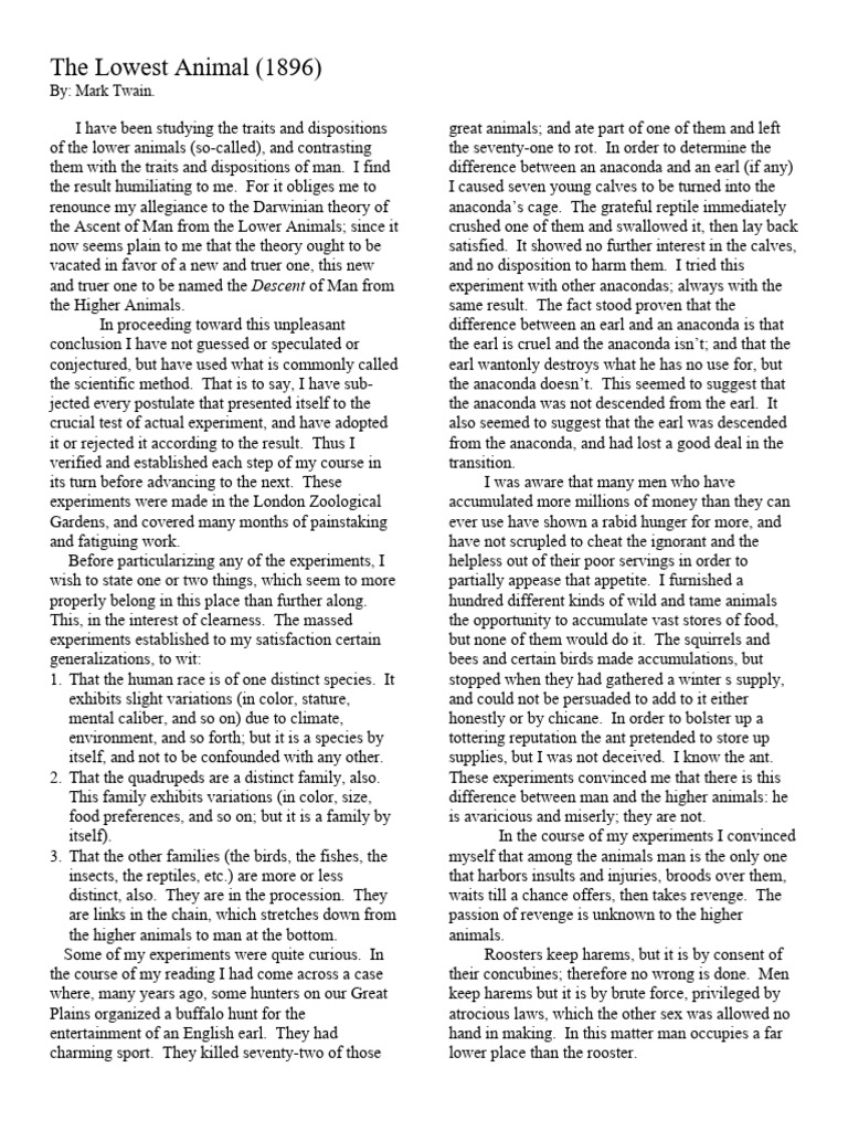 Twain's Critique of Human Nature | PDF