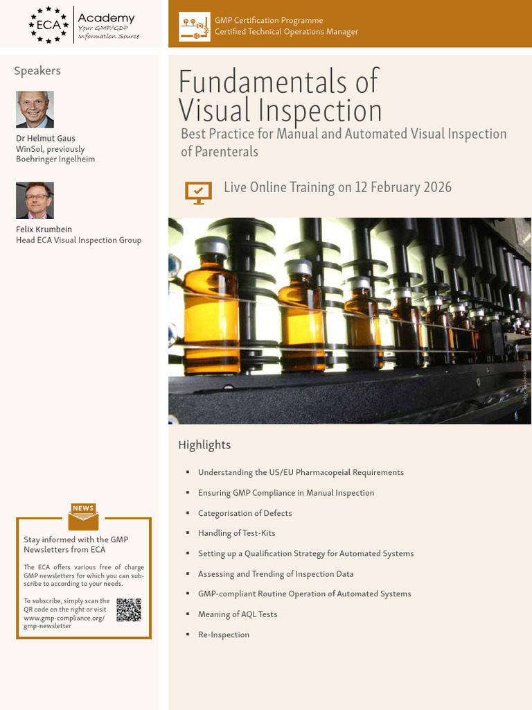 ECA Fundamentals of Visual Inspection 2026 Live Online | PDF | Business