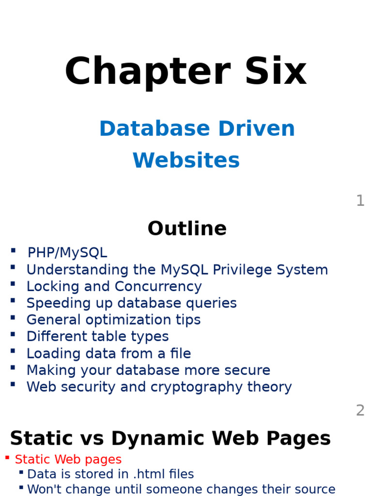 CHAPTER Six Database Driven Website | PDF | My Sql | Databases