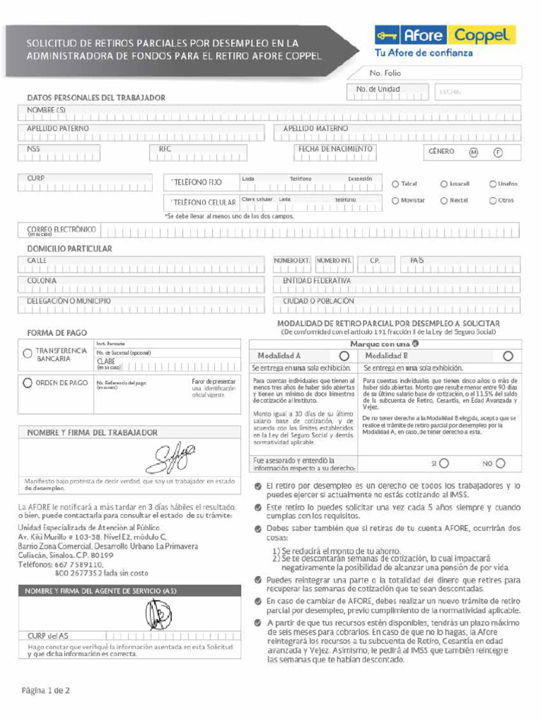 Solicitud Retiro desempleoIMSS 56566058-S | PDF