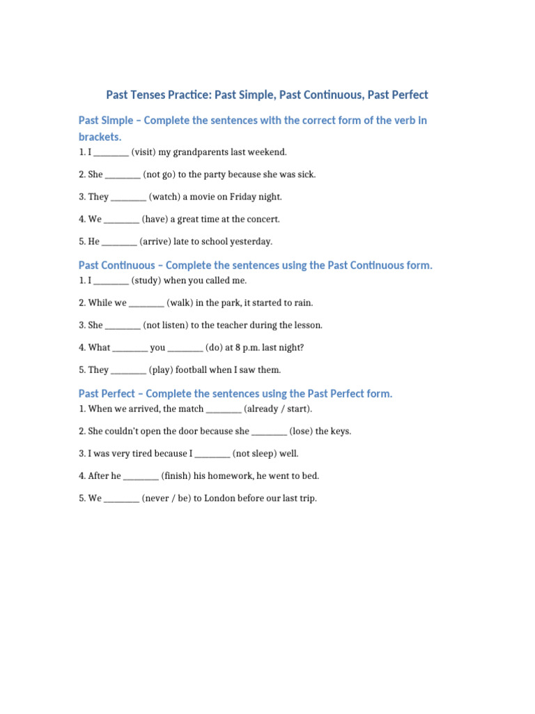 Past_Tenses_Practice_Tasks | PDF