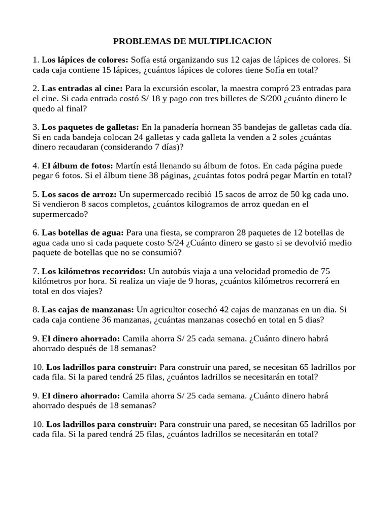 Problemas de Multiplicacion | PDF