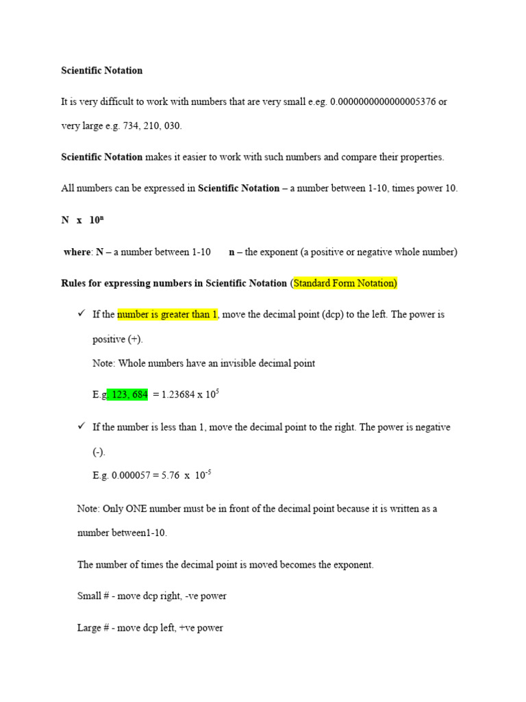 Concise Notes Scientific Notation-Significant Figures and Rounding ...