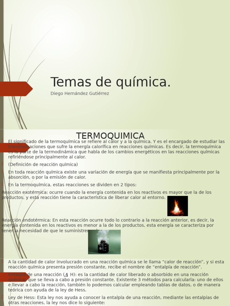 Temas de Química | PDF | Entalpía | Reacciones químicas