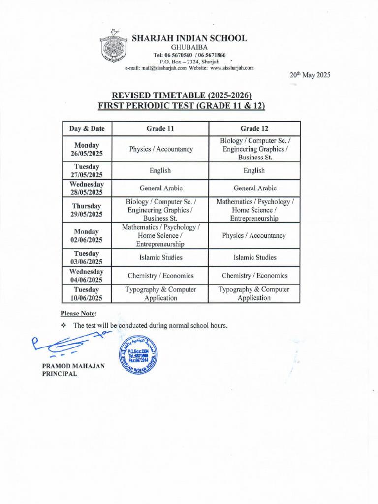 Revised Timetable Grade 11 & 12 | PDF