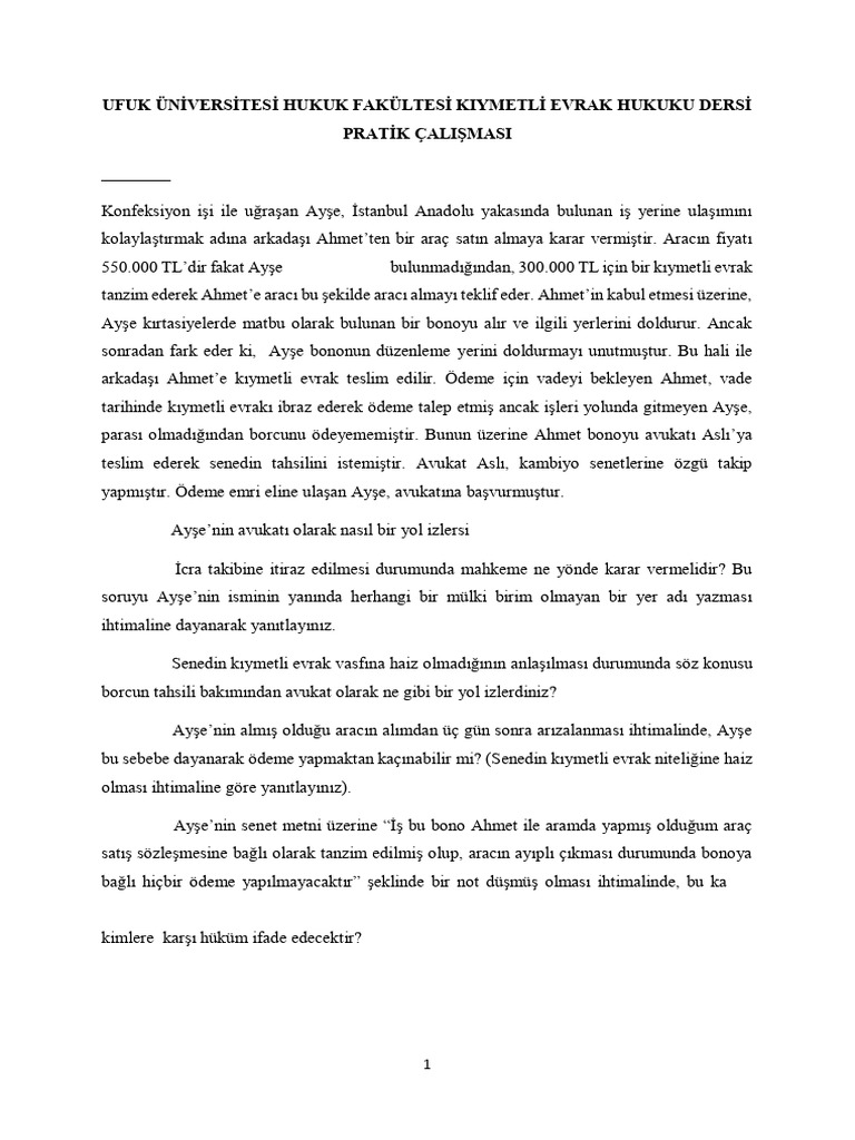 Kiymetli̇ Evrak Hukuku Prati̇k Metni̇ | PDF