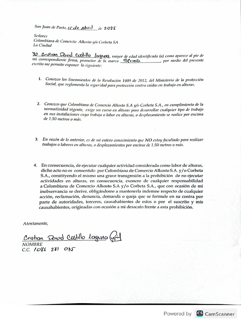 Carta de Excepcion de Alturas | PDF