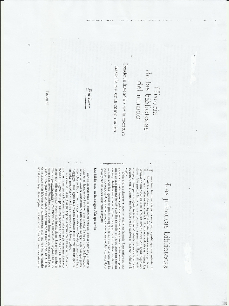 Lerner Fred. Historia de Las Bibliotecas Del Mundo | PDF