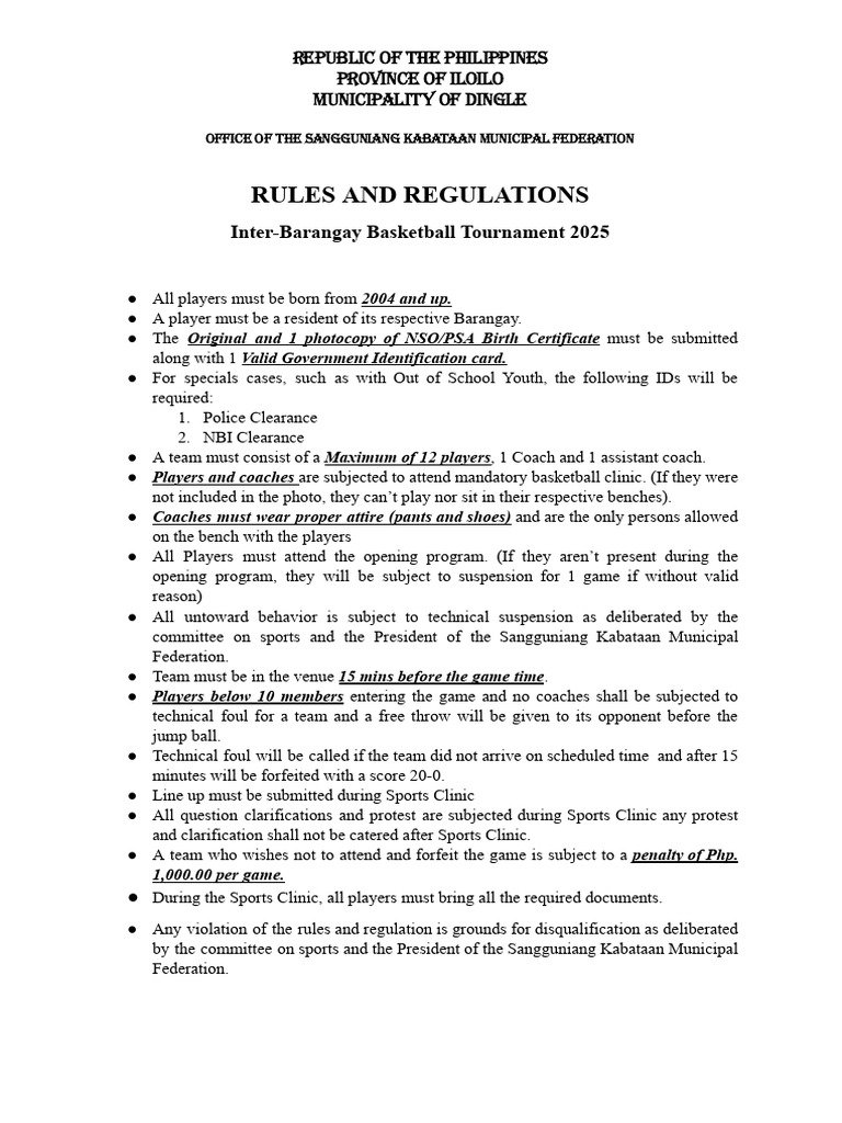 Rules and Regulations-Basketball (Boys & Girls) | PDF | Ball Games ...
