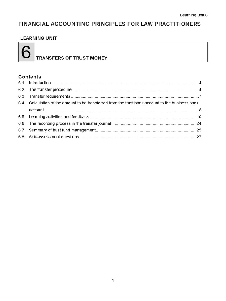 FAC1503 - 2025 - Learning Unit 6 - B | PDF | Debits And Credits | Banks