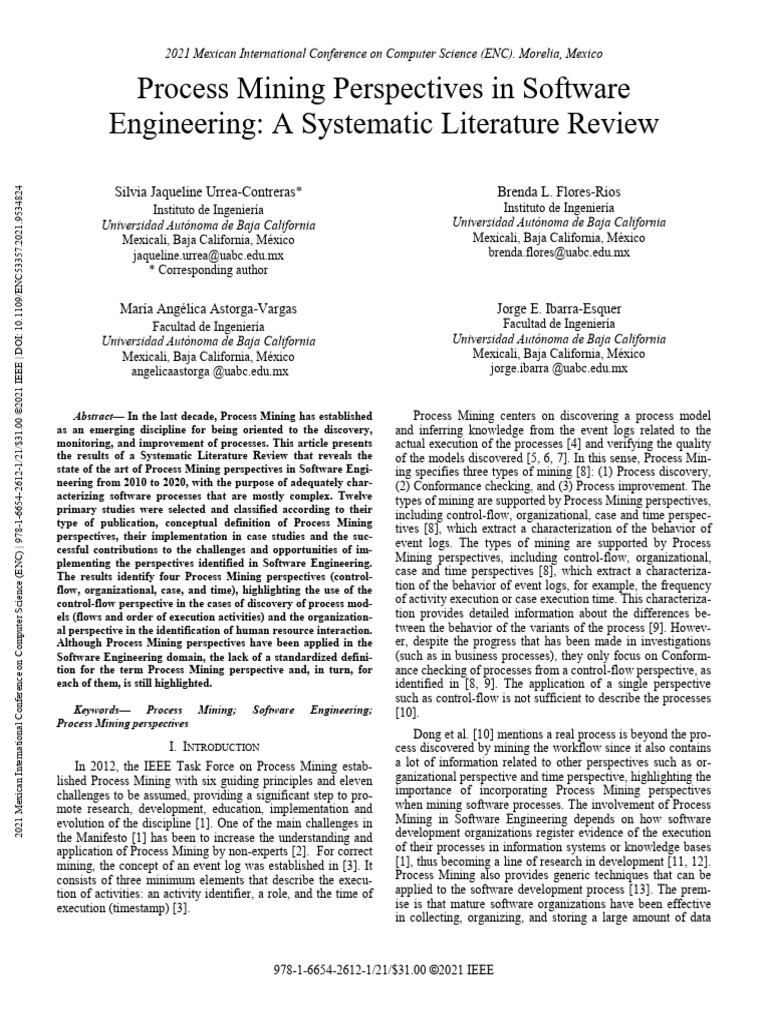 Process Mining Perspectives in Software Engineering A Systematic Literature Review | PDF ...