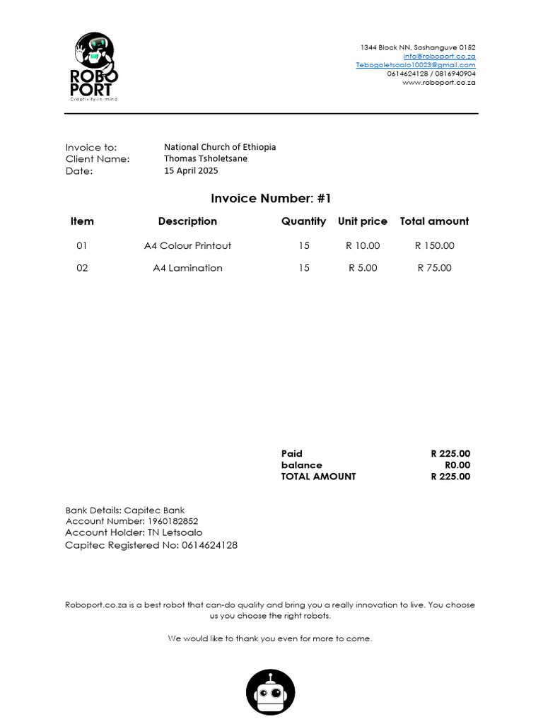 Ethiopia Invoice #01 | PDF