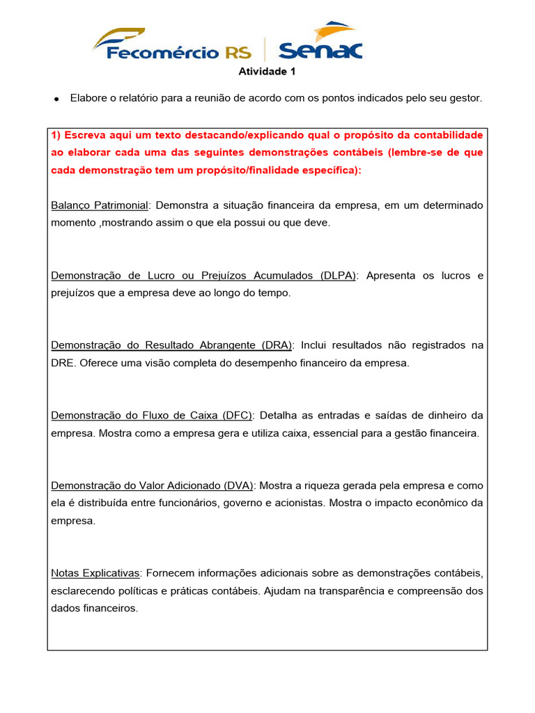 Modelo Atividade1+ (2) +prontaaaa | PDF | Contabilidade | Relatório anual