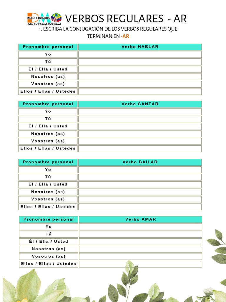 Verbos Regulares - Ar Presente | PDF