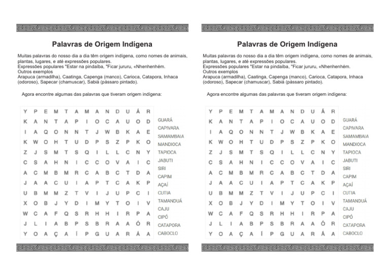 Palavras Indígenas e Seus Significados | PDF