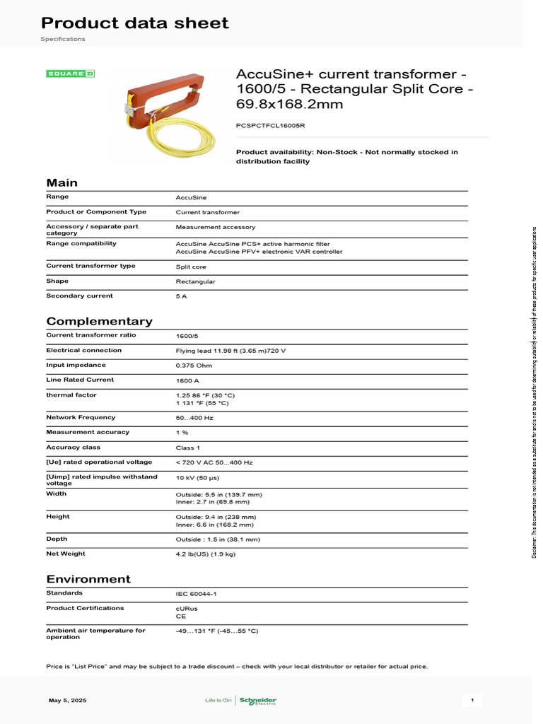 Schneider Electric - PowerLogic-AccuSine-PFV+ - PCSPCTFCL16005R | PDF ...