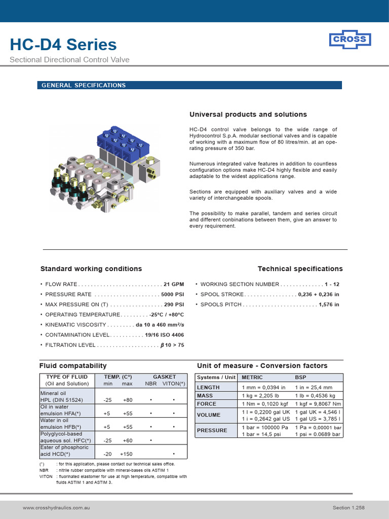 HC-D4 Series Directional Control Valve | PDF | Valve | Hydraulics