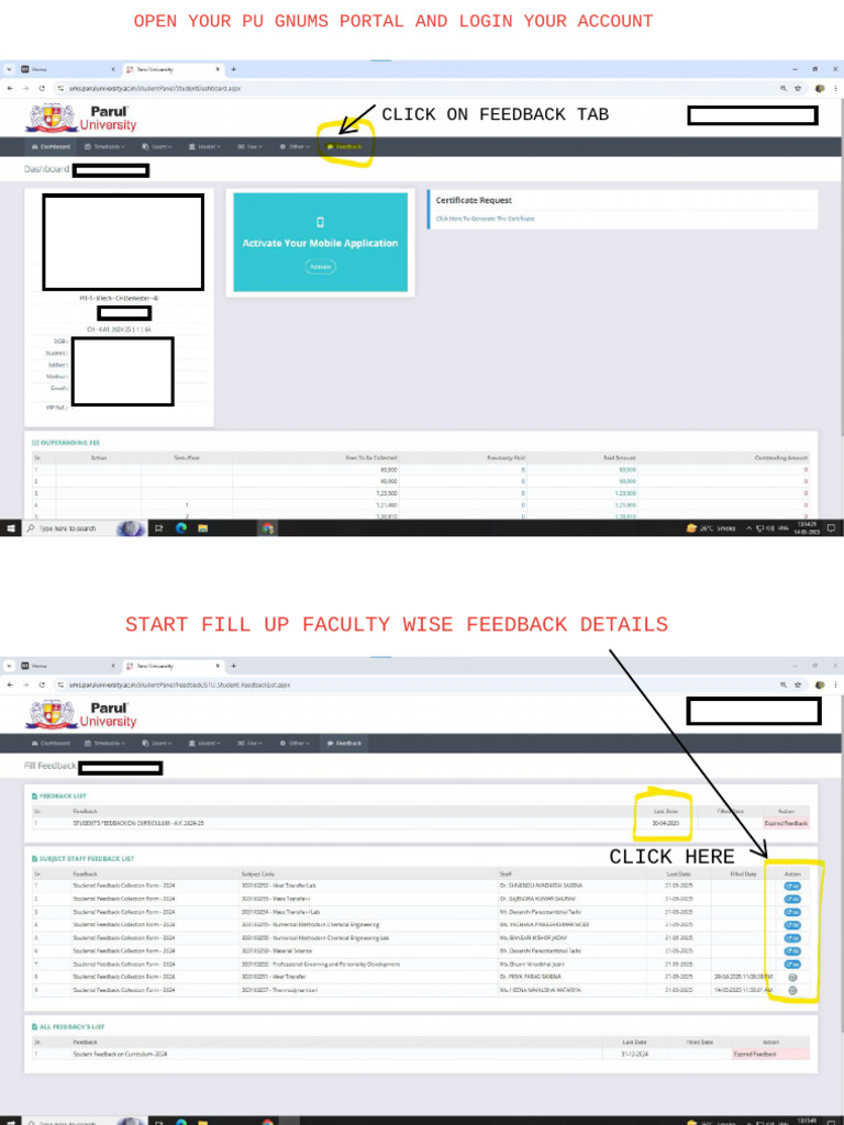 Guidelines For GNUMS Students Feedback | PDF