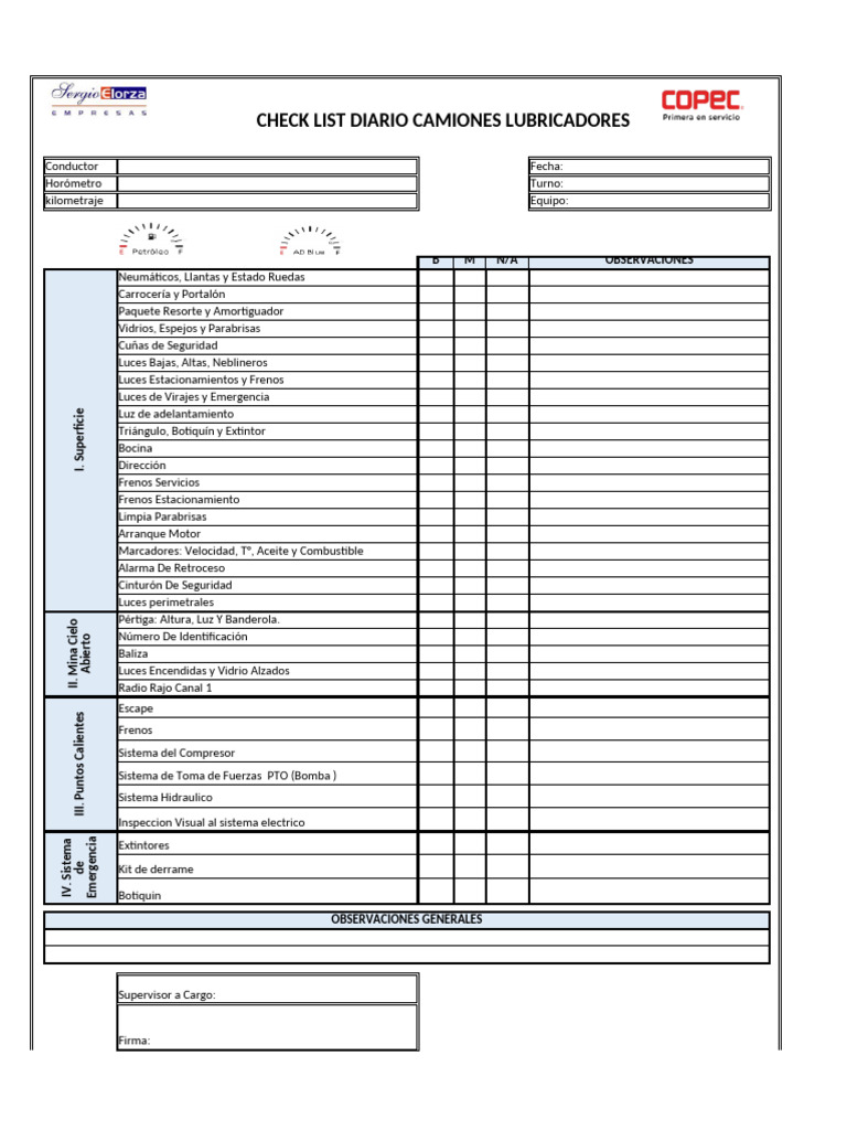 Formato Check List Camiones | PDF | Camión | Estilos de carrocería