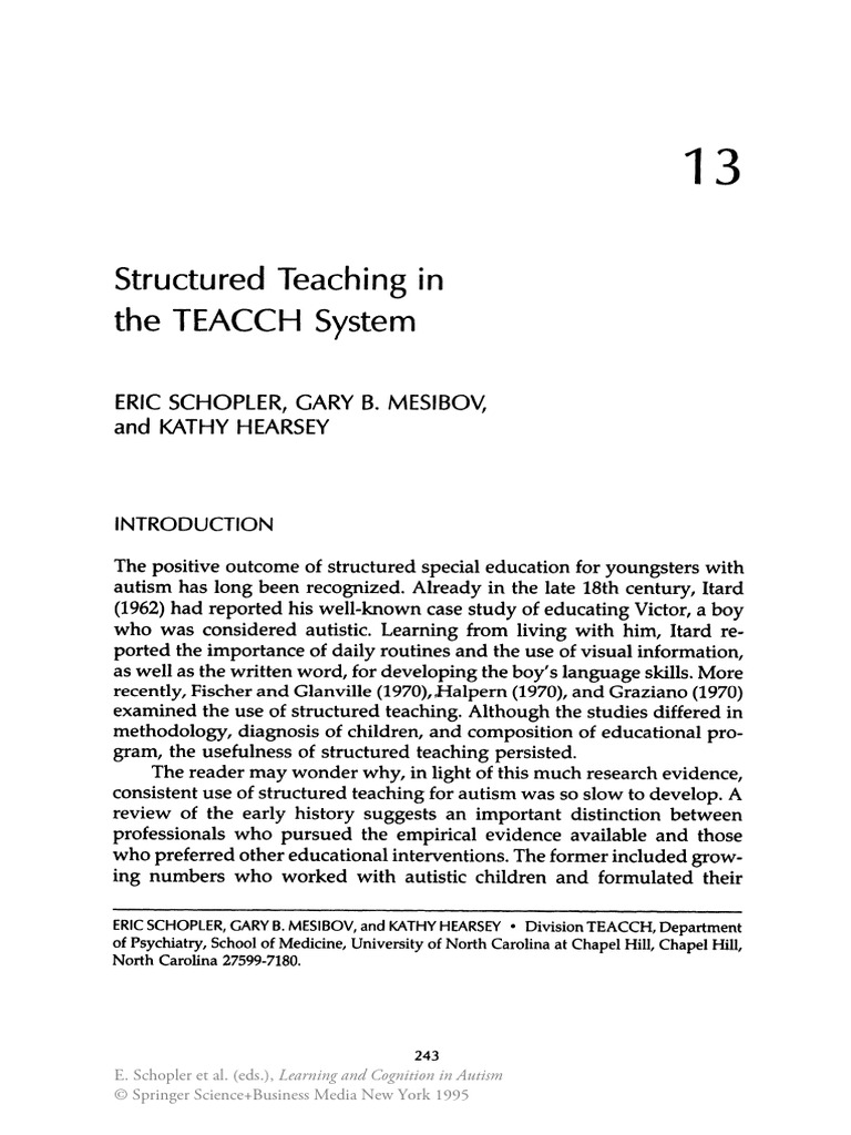 Structured Teaching in TEACCH System | PDF | Autism | Diagnostic And ...