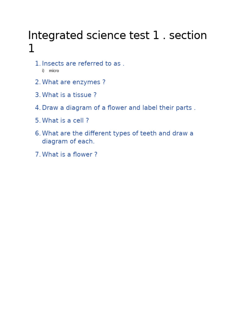 Integrated Science Test 1 | PDF