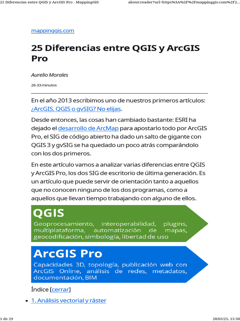 Libro 3 - 25 Diferencias Entre QGIS y ArcGIS Pro - MappingGIS | PDF ...