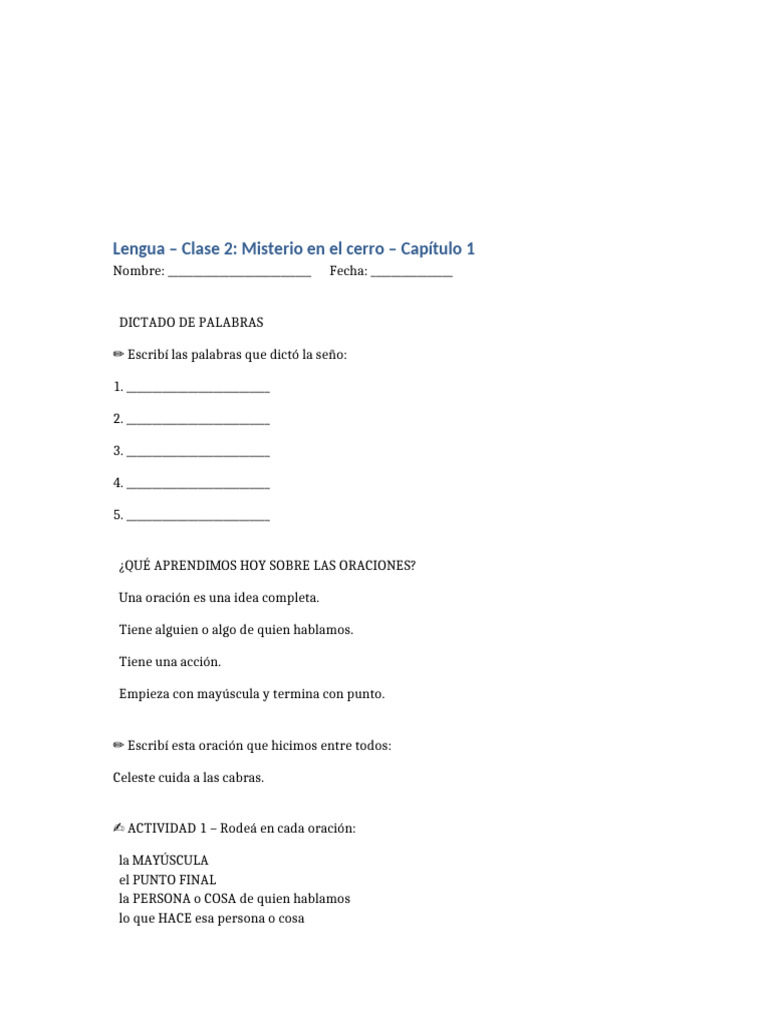 Ficha Lengua Clase2 | PDF