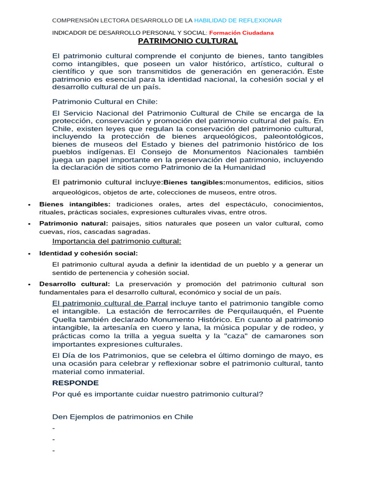 Importancia del Patrimonio Cultural en Chile | PDF | Patrimonio ...