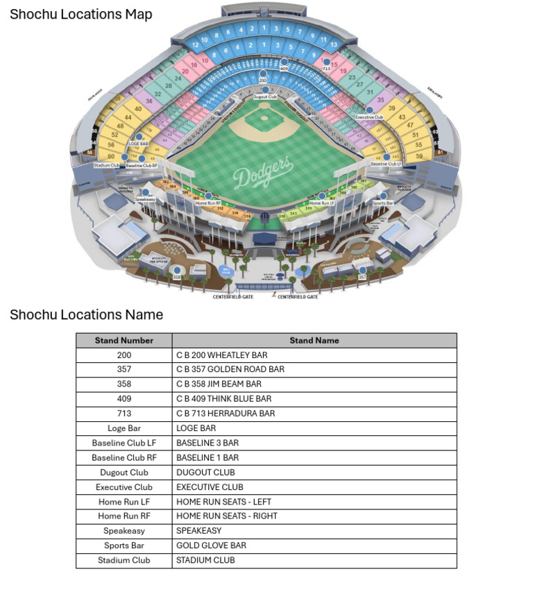 Shochu Map For Dodger Stadium | PDF