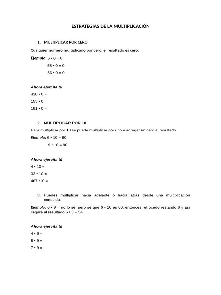 Estrategias de La Multiplicación | PDF