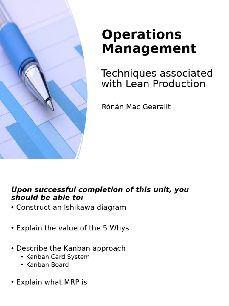 07 - Lean Production - Techniques | PDF | Enterprise Resource Planning | Production And ...