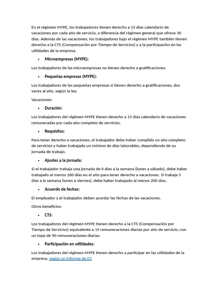 En El Régimen MYPE - REGIMEN LABORAL LOCARGO | PDF