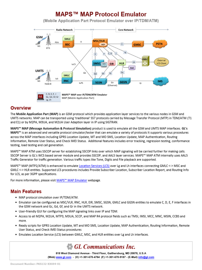 MAP Protocol Emulation Over IP TDM MAPS Brochure | PDF | Information ...