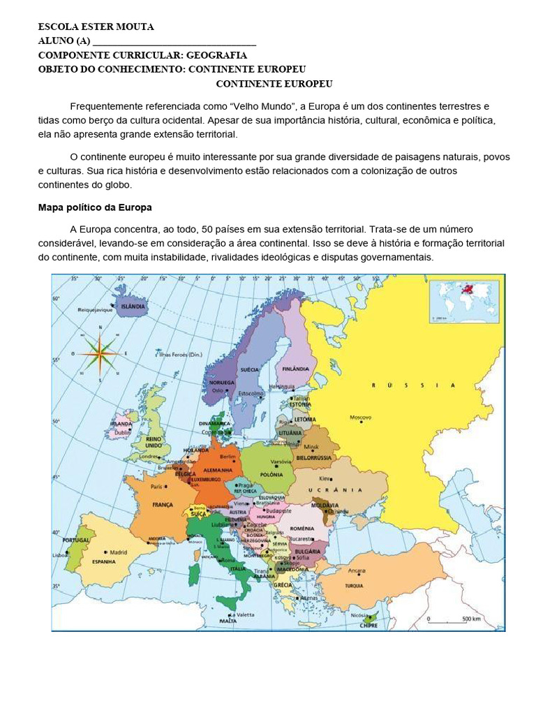Geografia 9º Ano 2 Aval. | PDF | Continente | Europa