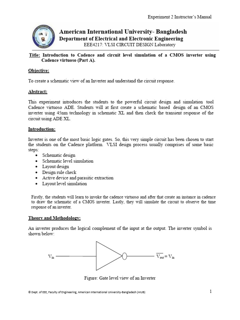 VLSI - Lab - 2 (Inverter Schematic Transient Sim) | PDF | Mosfet | Cmos