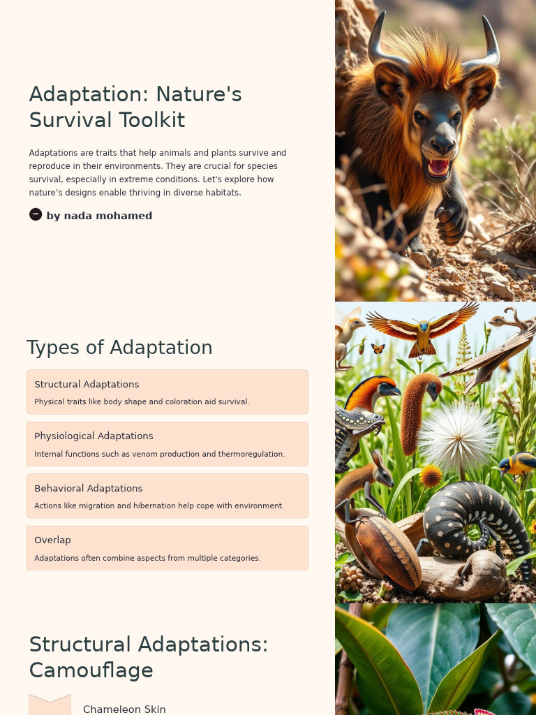 Adaptation Natures Survival Toolkit | PDF | Adaptation | Venom