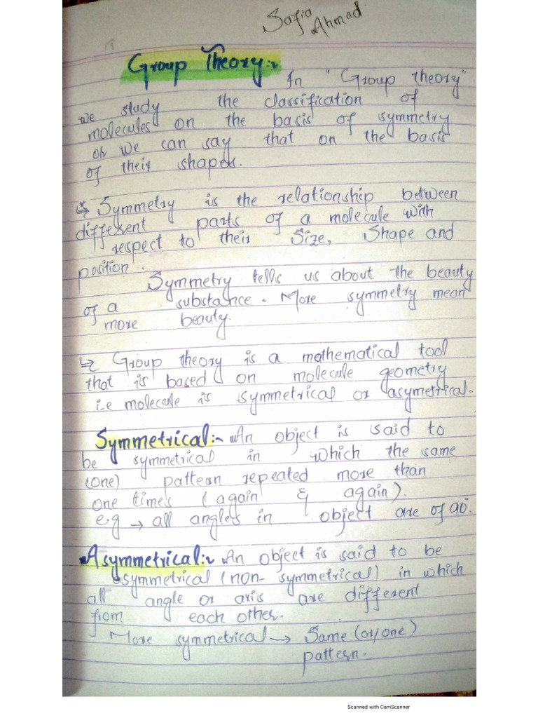 Elements of Symmetry Notes | PDF