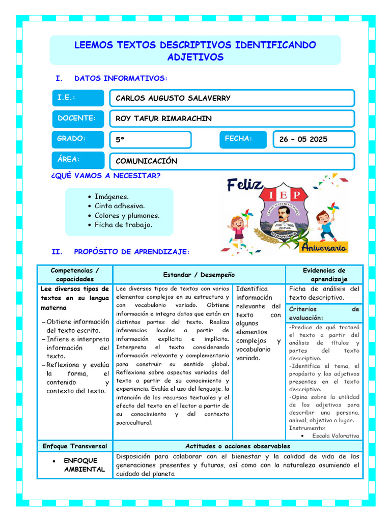 04. SESION COMUNICACIÓN-LEEMOS TEXTOS DESCRIPTIVOS IDENTIFICANDO ...