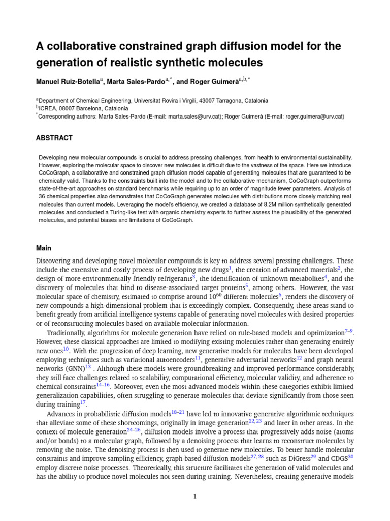 A Collaborative Constrained Graph Diffusion Model | PDF | Molecules ...
