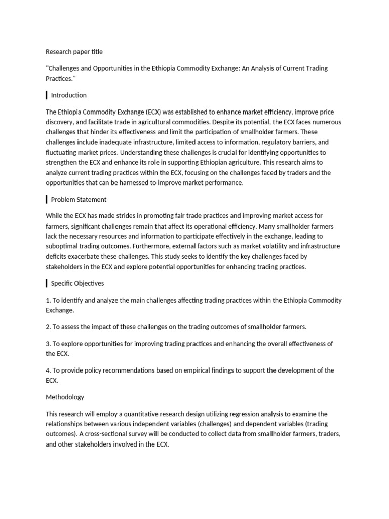 Research Paper Concept Note | PDF | Market (Economics) | Smallholding