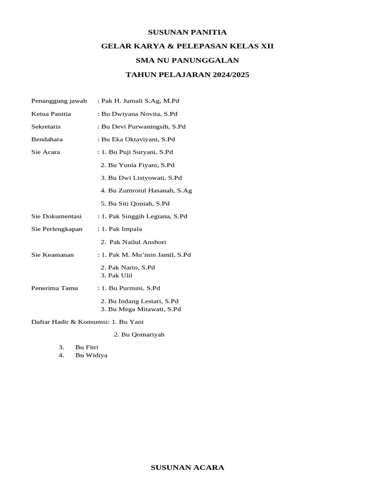 Gelar Karya & Pelepasan Kelas Xii | PDF