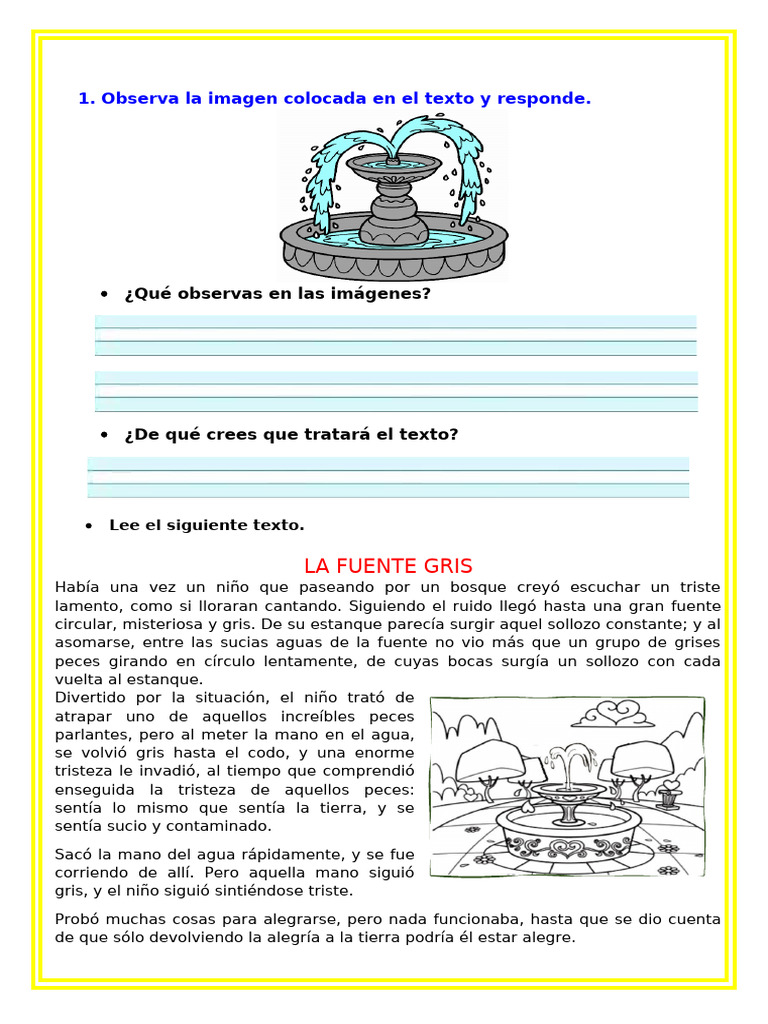 U3 S1 Ficha D4 Plan Lector La Fuente Gris Maestras de Primaria Del Peru | PDF