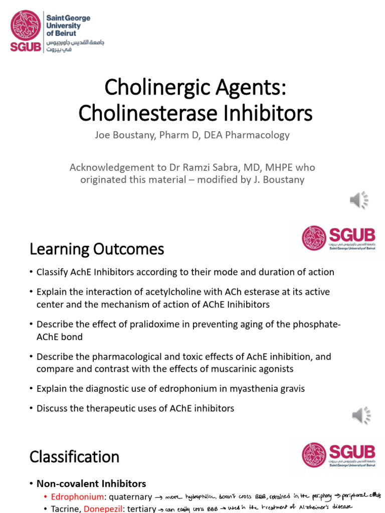 Cholinesterase+Inhibitors VO-Boustany | PDF | Acetylcholine | Enzyme ...
