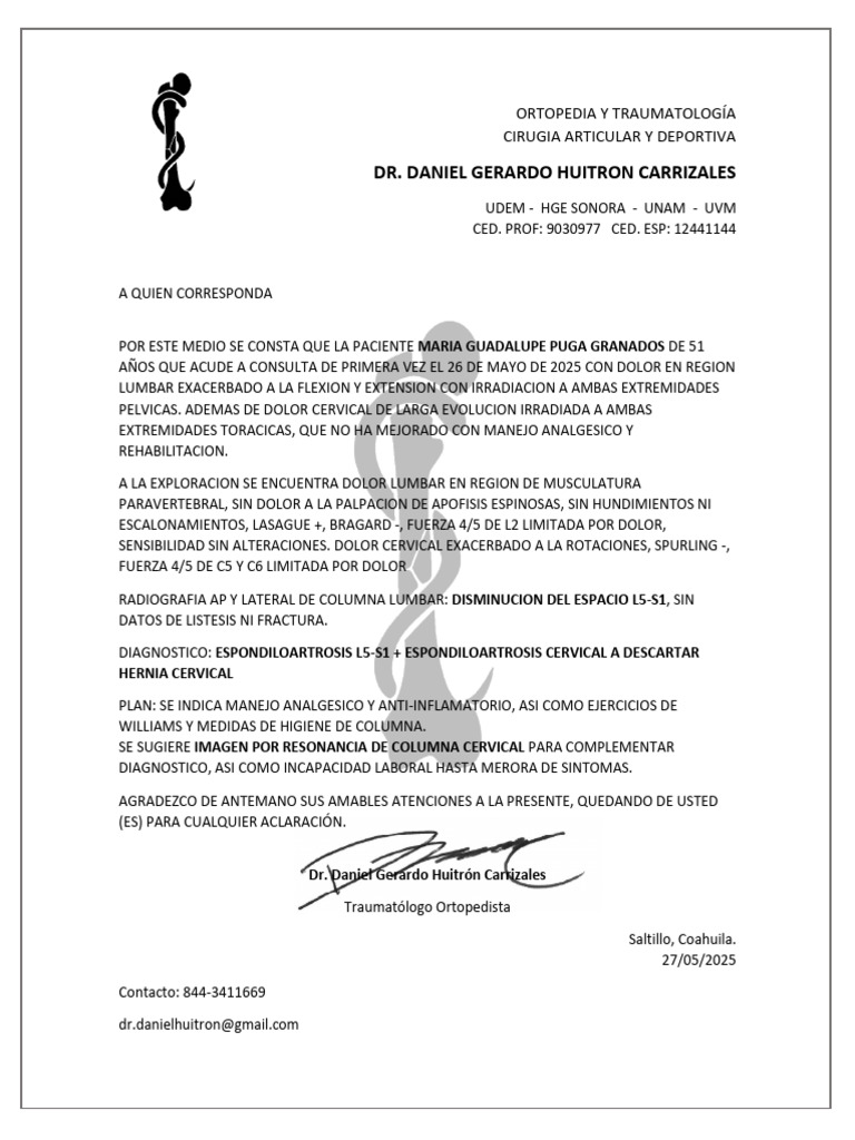 Resumen Maria Puga Lumbalgia Cervicalgia | PDF