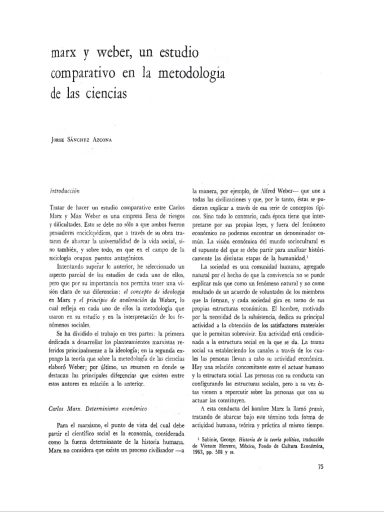 S-Nchez. Marx y Weber Comparados - 1973 | PDF | Ideologías | Dialéctico
